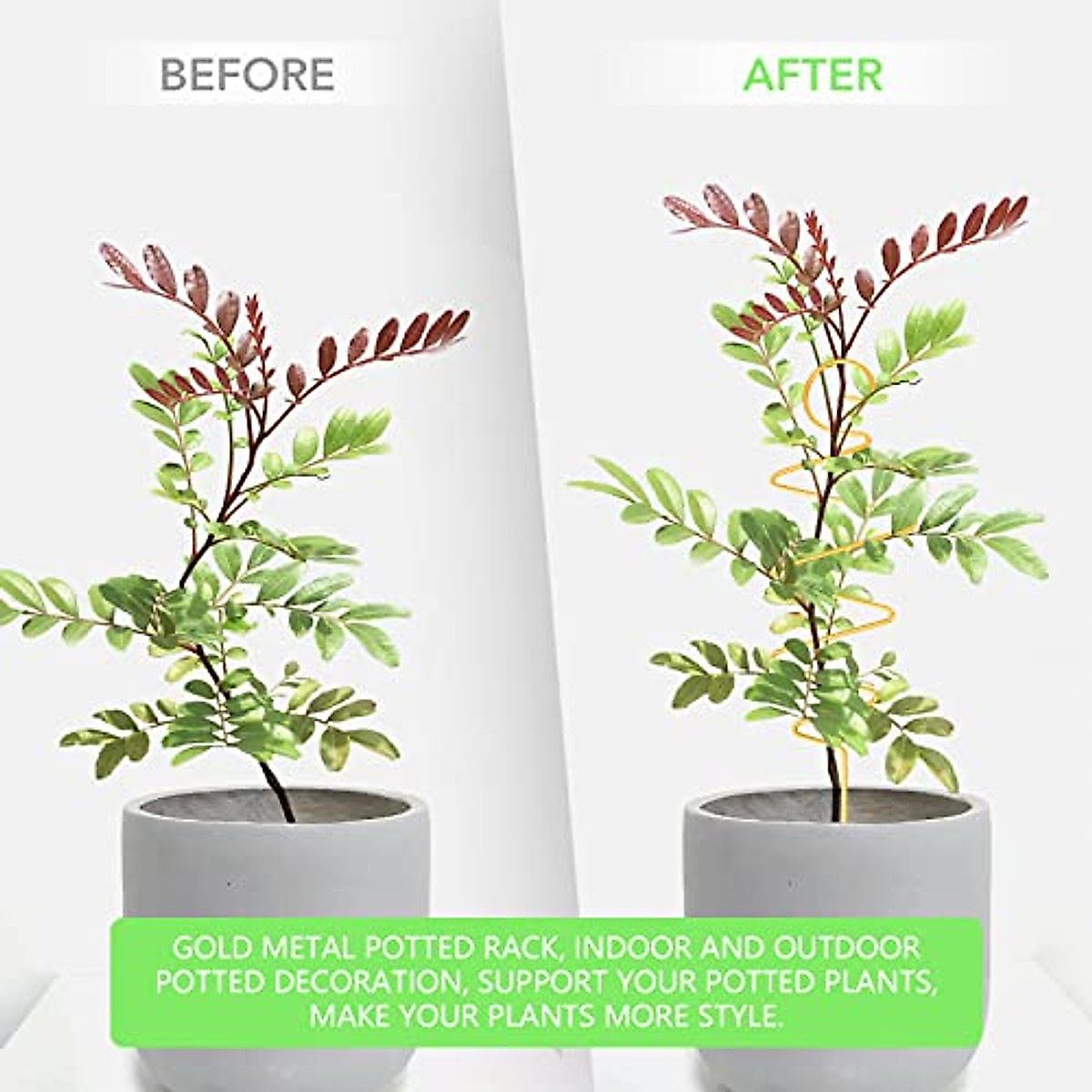 4 Pcs Small Metal Trellis for Potted Plants, 14in Mini Plant Trellis for Climbing Plants Indoor, Gold Plant Trellis Plant Support Stakes for Indoor Small Flowerpot, Garden Potted Plant