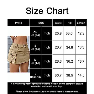 Cargo Skirt Jean Skirt Mini Skirt y2k Jean Skirt for Women Cargo Skirt y2k Cargo Mini Skirt Cargo Skirts for Women Women's Casual Low Waisted Solid Button Up Denim Jean Skirt Khaki