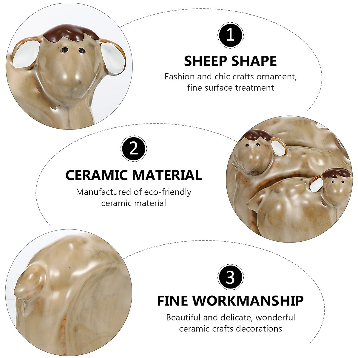 IMIKEYA Desk Topper Bee Mini 1 Set Sheep Decorative Ornaments Display Desktop Monochrome Glazed Porcelain Office Lotus Tealight Candle Holder Office Decor