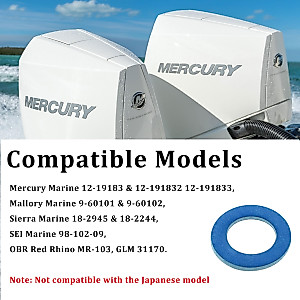 RadishGirls 12PCS Lower Unit Drain Plug Gasket, 3/8-16 Oil Drain Plug Crush Washers for Most Mercury/Mariner Outboards and Mercruiser 12-19183-3 12-19183Q02 12-19183K02 18-2244