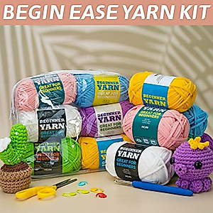 6x60g Yarn for Crocheting and Knitting; 6x66M Cotton Yarn for Crocheting and Knitting with Easy-to-See Stitches; Worsted-Weight Medium #4;Cotton-Nylon Blend Yarn for Beginners Crochet Kit Making