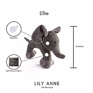 Lily Anne Boutique Woven Cute Dog Toys - Monkey Dog Toy, Elephant Dog Toy, or Sheep Dog Toy - Single or 2 Pack Squeaker Dog Toy - Soft Plush Toys for Light Biters - Dog Chew Toys (Elephant, 2-Pack)