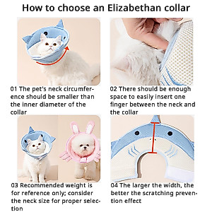 MANON ROSA Cat Cone E-Collar: Soft After Surgery Elizabethan Collar Adjustable Cute Animal Design for Dogs Cats Puppies Kittens Rabbits Bunnies Prevents Licking (Bee,M)