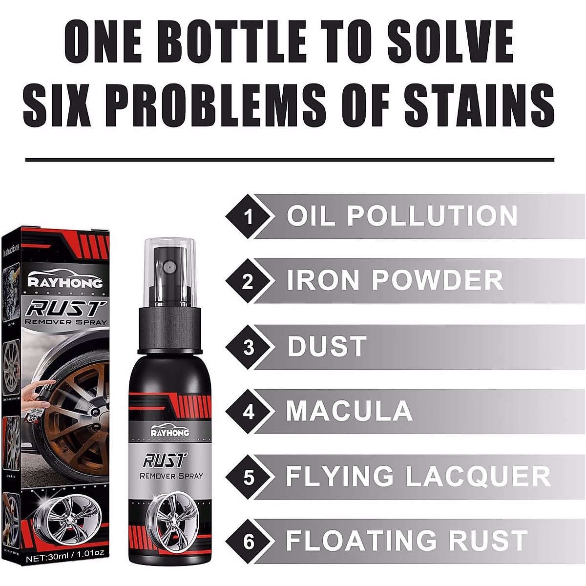 Renhe ingenuity 100ml Rust Remover Spray for Metal,Multifunctional Metal Rust Remover,Car Rust Removal Spray,Water Based Metallic Paint Rust Converter,Iron Powder Remover (2PCS)