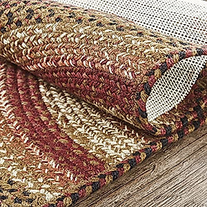 VHC Brands Ginger Spice Rug with PVC Pad, Jute Blend, Half Circle, Orange Red Tan, 16.5x33 inches