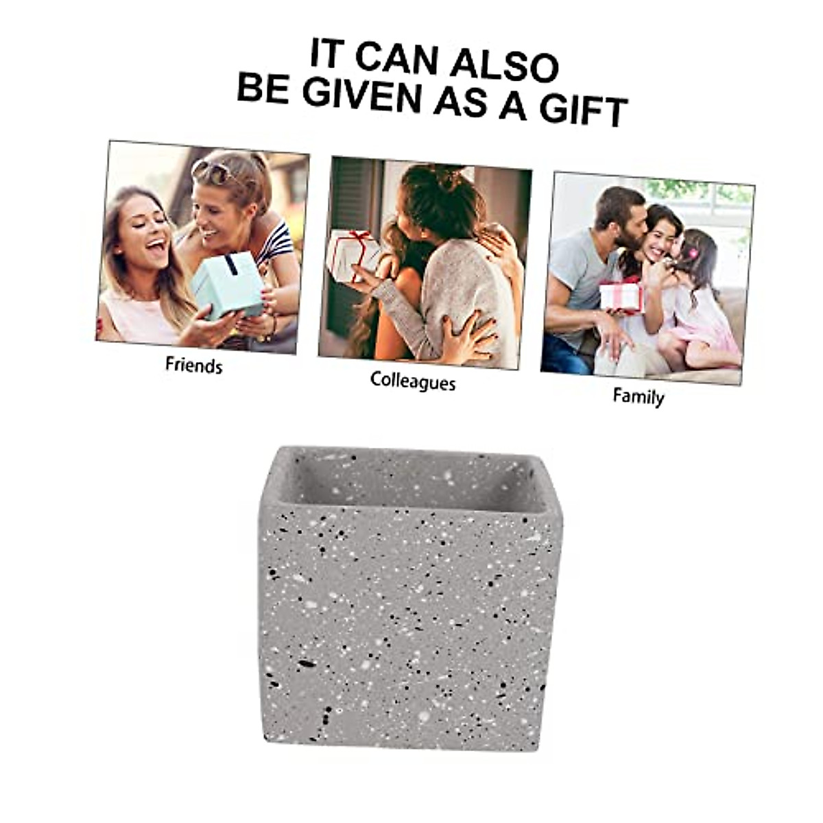 CORHAD Home Decor 1pc Creative Container Flowerpot Decorative Concrete Planter Cement Pots Office Small Planters Square Garden Home Bonsai Flowers Supplies Indoor for Pot Plants Table Decor
