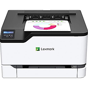 Lexmark C3326dw Color Laser Printer with Wireless Capabilities, Standard Two-Sided Printing, Two Line LCD Screen with Full-Spectrum Security and Prints Up to 26 ppm (40N9010), White/Gray