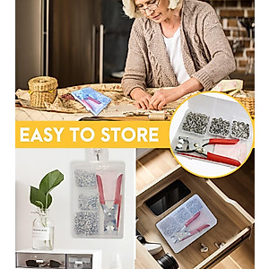 KAXIMON Snap Fasteners Kit 200 Sets, 9.5mm Fabric Snaps Clothing Snaps No Sewing,Stainless Steel Button Snaps with Snap Pliers for Metal Snaps, Press Studs Snap Fasteners Tool Kit for Fabric