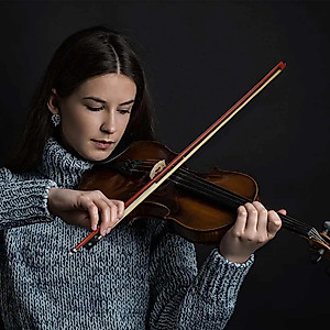 LMS Violin Bow Full Size 4/4 Brazilwood Violin Bows Lightweight Bow Well Balance Fiddle Bow Made with Ebony Frog Mongolian White Horse Hair for Violin Student Professional (4/4)