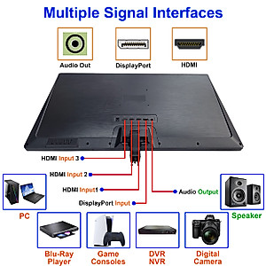 1stPV 27" 4K UHD Professional LED Monitor, 3840 x 2160 (4K@60Hz) Resolution, Quad/PIP/POP Display, HDMI 1@60Hz, HDMI 2&3@30Hz, DP@60Hz, 1.073G Color, Super Slim Design, for Security and Gaming