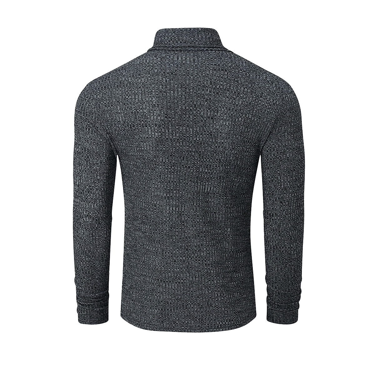 TURETRENDY Men's Stretch Muscle Tshirts Turtleneck Long Sleeve Knit Tees Casual Slim Fit Basic Shirt Tops Dark Gray M