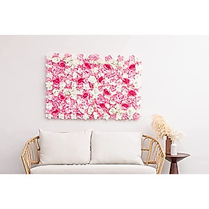 Flowers Wall Panel 4 PCs (11 SQFT) 24"x16" Carnations 3D Flower Wall Decor Silk Flowers for Nails Room, Home Office, Wedding Backdrop, Bridal Shower, Baby Girls Room, Nursery, Pink Room Décor