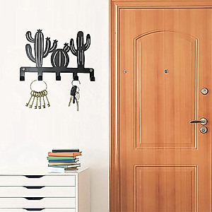 RIRIYEYE Coat Rack Wall Mount,Coat Hooks Wall Mount Hanger with 5 Hooks,Cactus Metal Wall Art Decorative,Hats Towels Keys Hooks Holder Organizer for Bedroom Bathroom Entryway Hallway