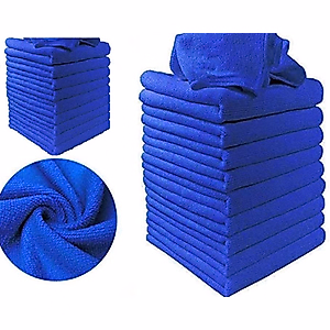 Professional Grade Premium Microfiber Towel 10-Pack (9.84 in. x 9.84 in) (Blue)
