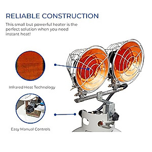 ProCom Tank-Top Propane Heater - Double Burner, 30,000 BTU, Model# PCTT30, Silver