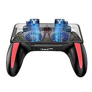 Shanrya Perfect Cooling Effect Cooling Fans with Holder, Mobile Phone Gamepad, Dual Cooling Fans, Comfortable Touch Playing Games for Smartphone(2500mah)
