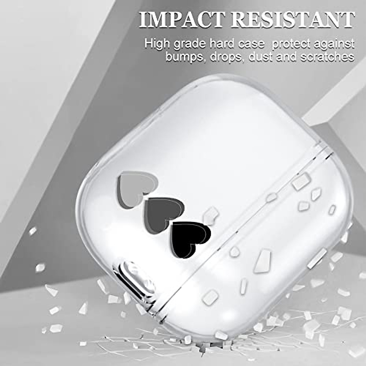 OOK Clear Case for AirPods Pro 2nd Generation 2022, Heart Design Full Body Shockproof Protective AirPods Pro 2 Case Anti-Scratch Anti-Yellow Wireless Charging Case with Lanyard
