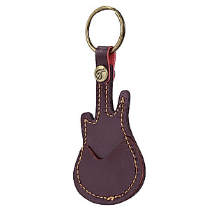 Bnineteenteam Guitar Shaped Guitar Picks Holder Case PU Leather Guitar Plectrum Holder with 5pcs Colorful Picks for Guitar Players(Brown) Performance Accessory