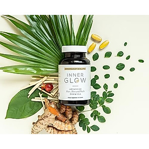 Inner Glow Advanced Hair, Skin & Nails Formula - Dermatologist and Plastic Surgeon Developed, clinically Tested for visibly Stronger and Thicker Hair in 12 Weeks