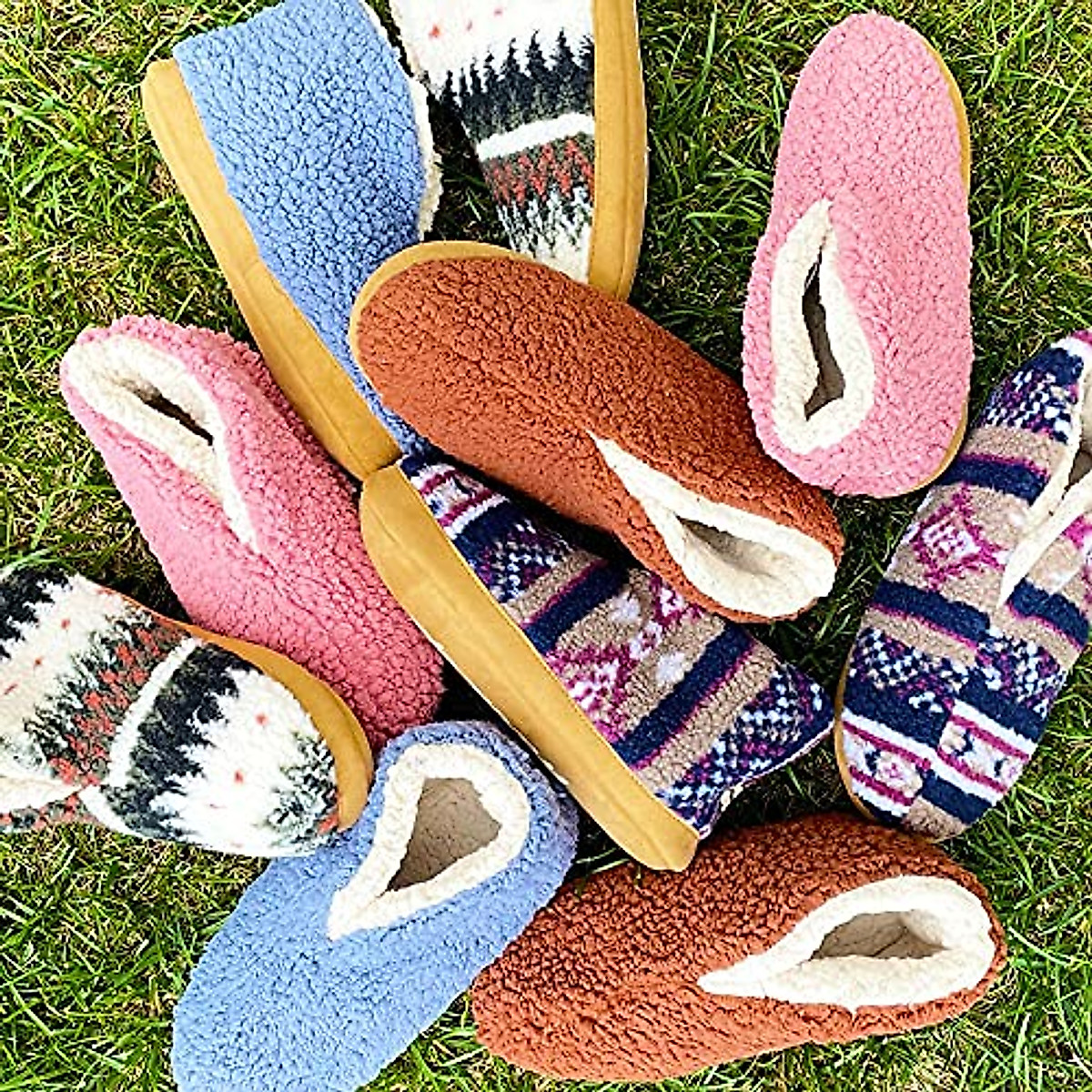 Dearfoams Women's Heritage Warm Up Bootie Slipper, Navy Multi Teddy, Medium