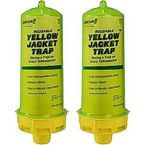 RESCUE Non-Toxic Reusable Yellowjacket Trap and 2 Week Refills, 2 Pack