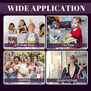 Oomcu 18 Pack Clear Plastic Gift Bags with Handle,9.06" x 6.7" x 2.76" Reusable PVC Wrap Tote Bags for Shopping Retail Goodies Business Boutique Wedding Birthday Baby Shower Party Favor halloween