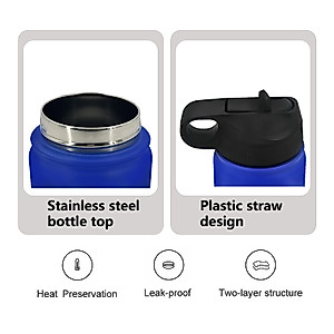 Kids Insulated Stainless Steel Cups Cartoon Reusable Water Bottle Cute Tumbler with Straw Lid Wide Handle Leak Proof Mugs for Boys Girls 12oz