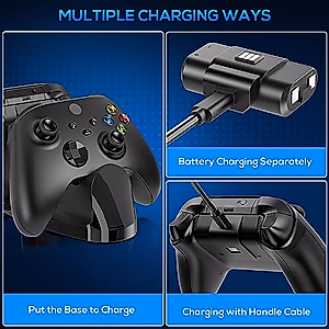 Xbox Controller Charger Station with 2x1400mAH Rechargeable Battery Packs,Charging Station Dock for Xbox Series X/S/One/Elite Wireless Controller Charger Games Accessories