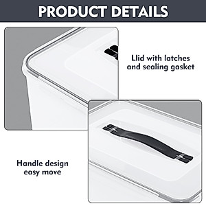 Knifefish 4 Pack Airtight Clear Plastic Food Storage Containers, 15 Quart Plastic Box with Sealed Lid