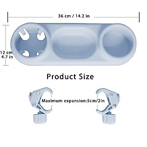 TOLASTO Universal Stroller Snack Tray,Snack Tray for Stroller, Compatible with a Variety of Stroller handrails, ABS Material, Flexible Adjustment of The Installation((Grey)
