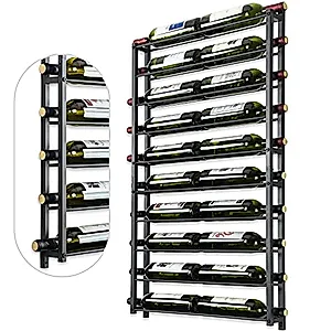 AQAREA Wine Rack Wall Mounted Wine Rack (Black/Metal) 20 Bottle Wine Rack Wall Mounted, Assembled Wall Wine Storage Holder