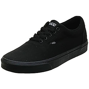 Vans Mens Authentic Canvas Sneakers Lace Up Casual Plimsolls Unisex Shoe - Black/Black - 12