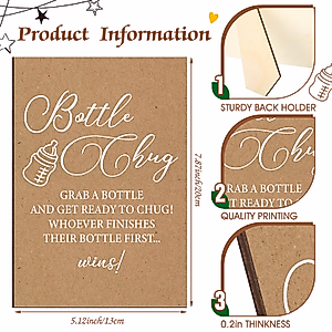 TrelaCo Cool Baby Shower Games Wooden Bottle Chug Sign Rustic Theme Baby Gift Sets and 12 Pcs Baby Bottle Shower Favor Baby Bottles for Rustic Kraft Baby Shower Games Gender Reveal (Rustic Kraft)