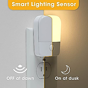 Night Lights Plug into Wall, LED Night Light with Light Sensor, Adjustable Brightness 30/60LM Dimmable Night Light, 3000K Warm White Night Light for Kids, Nursery, Pet, Bedroom Hallway Kitchen, 4 Pack