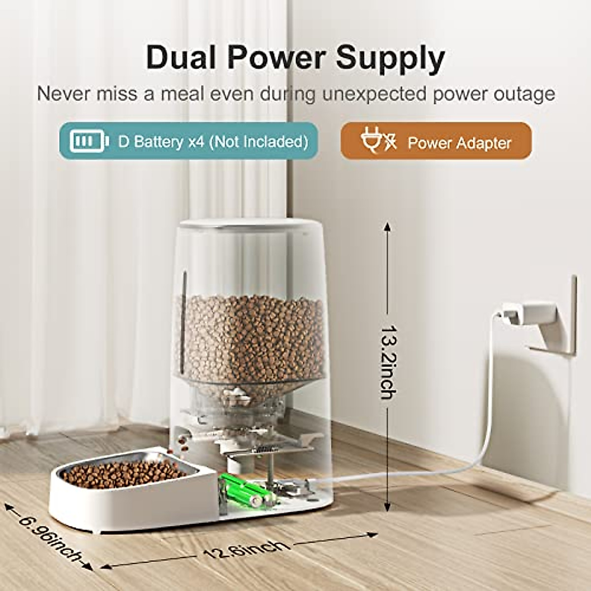 Automatic Cat Feeders - LIIEYPET Cat Food Dispenser for Dry Food, 4L Smart Pet Feeder with 2.4G App Control, Automatic Dog Feeder with Stainless Steel Bowl, 1-10 Meals Per Day