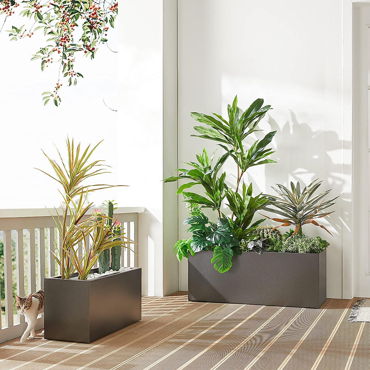 Wallowa Metallic Heavy Long and Large Outdoor/Indoor Planter Box, 38”Lx15”Wx15”H, 40Pounds, No Assemble and Seamless, Color Gray