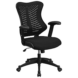 Flash Furniture Kale High Back Designer Black Mesh Executive Swivel Ergonomic Office Chair with Adjustable Arms