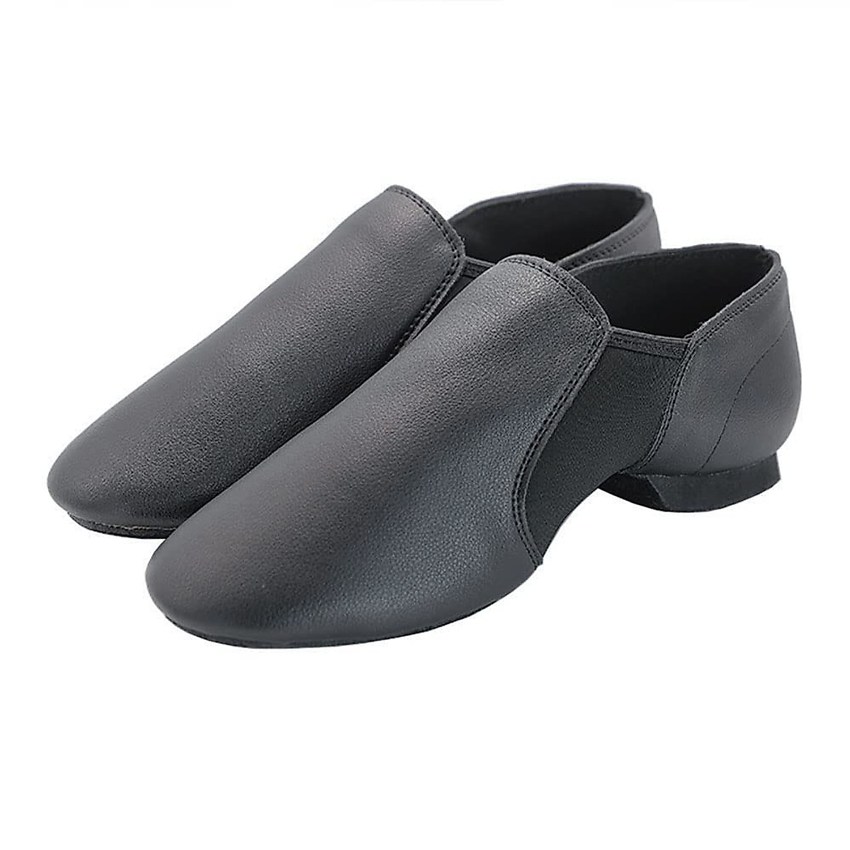 Women Leather Jazz Dance Dhoes Girls Dancing Ankle Boots Slip On Jazz Shoe（Black，US 7.5）