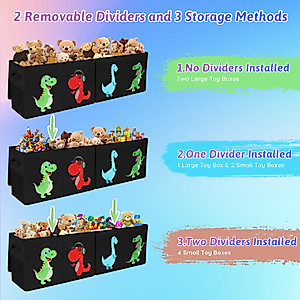 Extra Large Toy Box Chest for Kids Organizer, Collapsible Toy Storage Bins with Magnetic Lid, Dinosaur Toy Box for Living Room, Playroom, Bedroom, Nursery, 51.96"x11.81"x15.75", Black