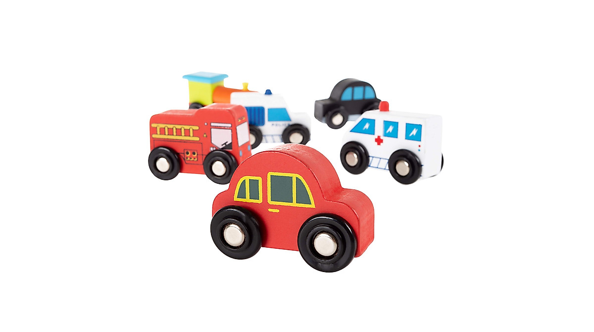 Hey! Play! Wooden Car PlaySet-6-Piece Mini Toy Vehicle Set with Cars ...