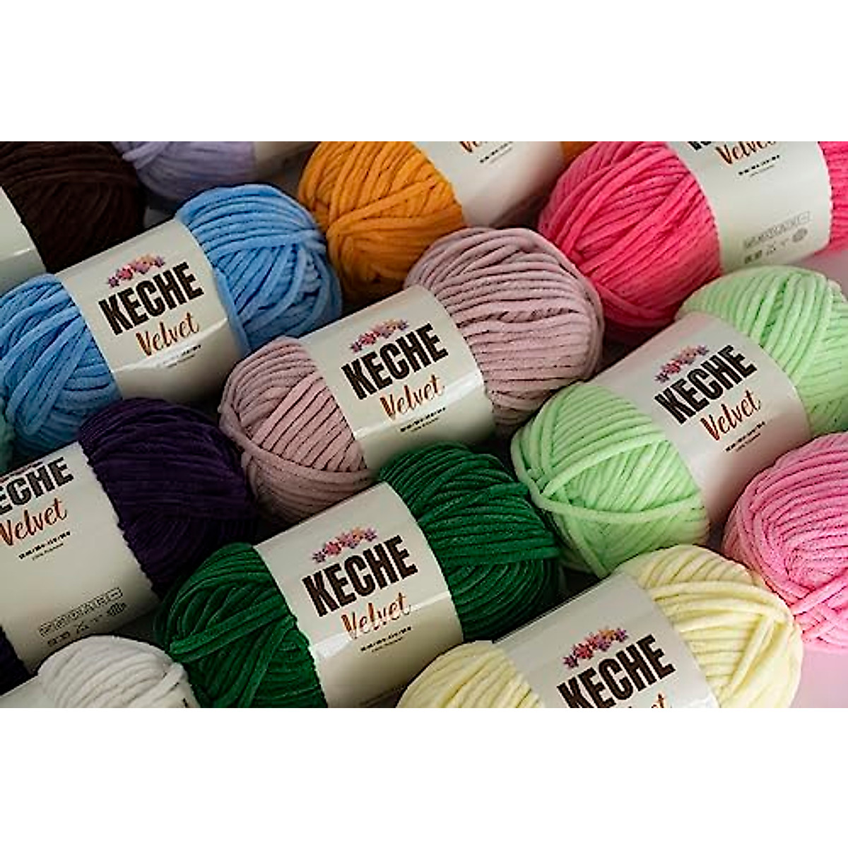 Keche Velvet Yarn for Crocheting, Soft Chenille Bulky Baby Blanket Amigurumi Yarn 100 gr (132 yds) - Hot Pink