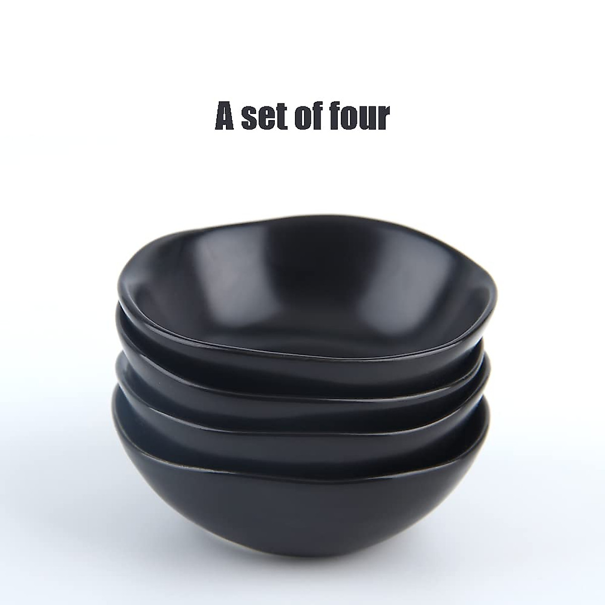 XinHuiGY Matte Ceramic Dipping Sauce Dishes,Black Sushi Soy Sauce Dipping Bowls Appetizer Plates with Irregular Edge Side Dish for Kitchen Home Housewarming (Black)