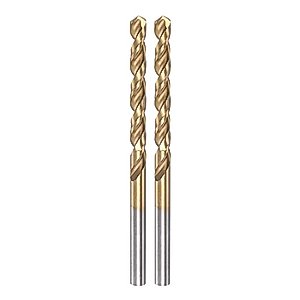 HARFINGTON 2pcs Twist Drill Bits 4.6mm Titanium Coated (HSS-E) M42 High Speed Steel 8% Cobalt Straight Shank for Stainless Steel Aluminum Alloy Metal