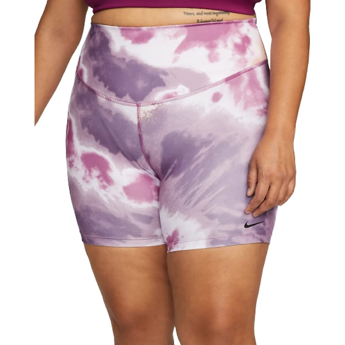 Nike One Women's Mid-Rise 7" Tie-Dye Bike Shorts (Plus Size) (Amethyst Wave, 3X)