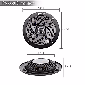 Pyle Marine Speakers - 6.5 Inch 2 Way Waterproof and Weather Resistant Outdoor Audio Stereo Sound System with 240 Watt Power - 1 Pair - PLMRS6B (Black) - (Packaging may vary)
