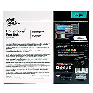 Mont Marte Calligraphy Pen Set, 2PACK, Suitable for Beginners and Kid, Includes Calligraphy Pens, Calligraphy Nibs, Ink Cartridges, and Exercise Workbook