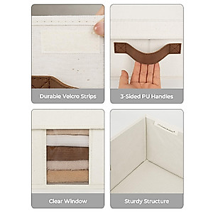 StorageWorks Under Bed Storage with Lid, Underbed Storage Containers with Handles, Underbed Organizer for Bedroom, Foldable Clothing Storage Bins, Box for Blankets, Large, Beige, 2-Pack