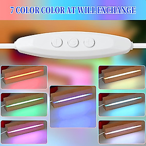 EATAKWARD 4 Pcs 5.9" Wood Rectangle Light Display Pedestal, Wooden LED Display Base Dimmable Colorful Lights Lamp Stand with USB Cable for Acrylic, Crystal, Night Light, Glass Resin Art
