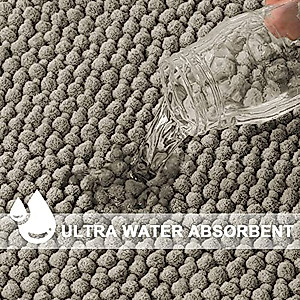 Turquoize 3 Pieces Bathroom Rugs Sets Non Slip Extra Absorbent Chenille Shaggy Bath Mat Set for Bathroom Floor with Toilet Rugs for Tub, Washable Shower Mat(17"x24"+20"x32"+20"x24"U-Shaped, Taupe)