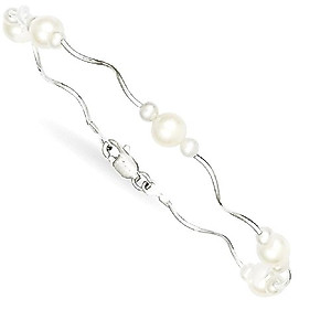 IceCarats 925 Sterling Silver Freshwater Cultured Pearl Chain Bracelet